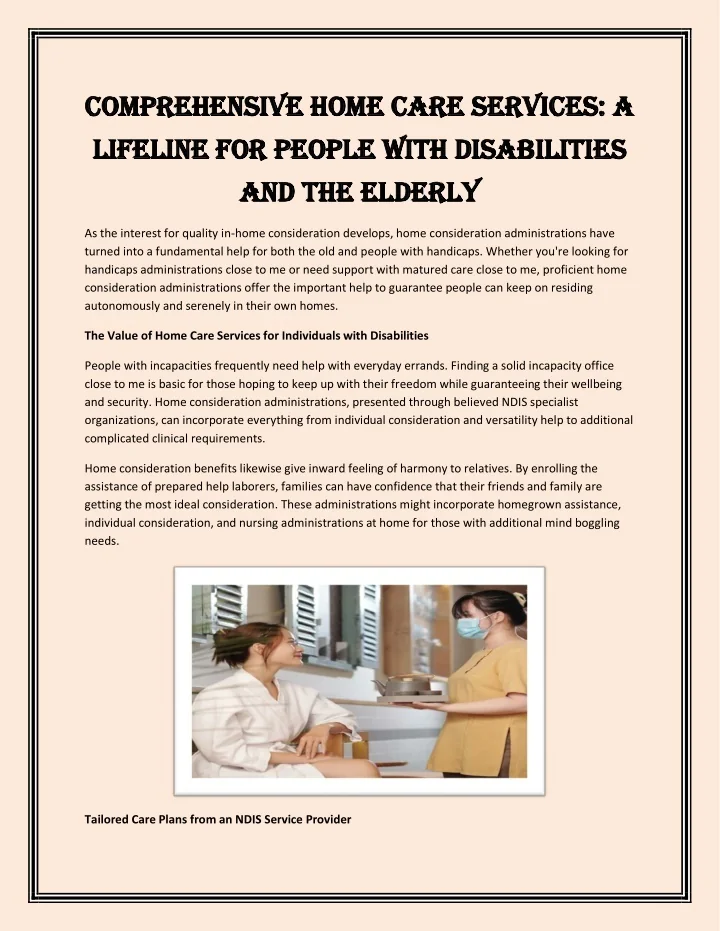 PPT - Comprehensive Home Care Services A Lifeline for People with ...