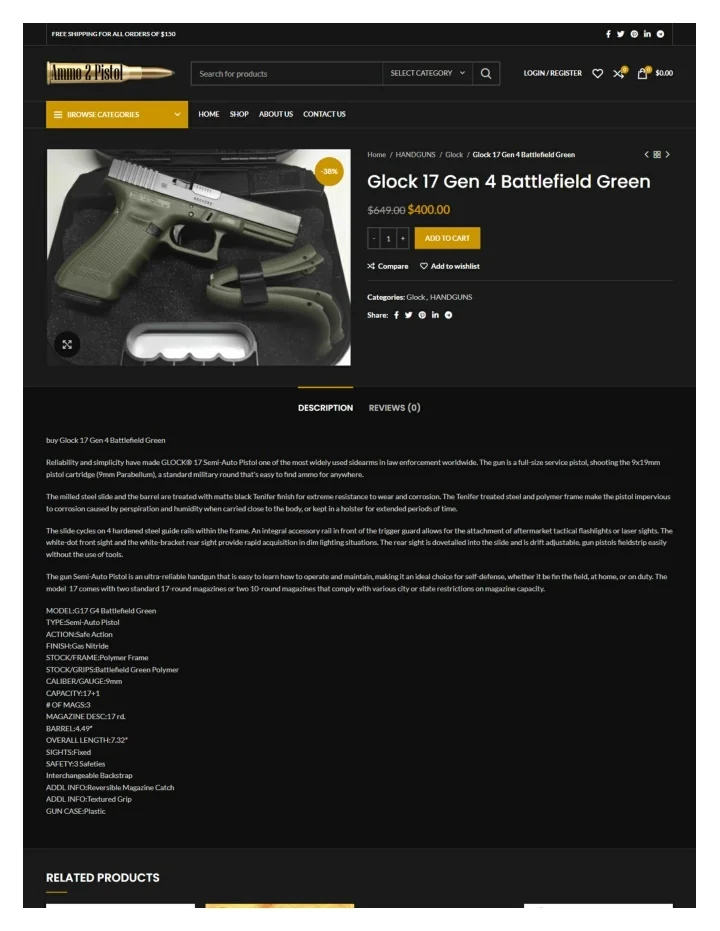 PPT - Glock 17 Gen 4 Battlefield Green in the USA - ammo2pistol.com ...