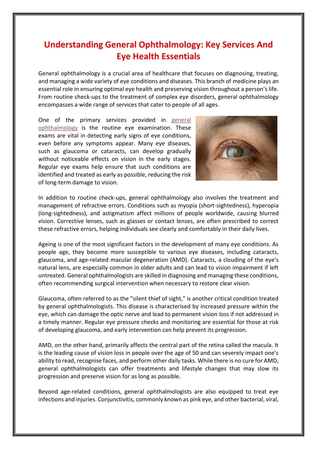 PPT - Understanding General Ophthalmology Key Services And Eye Health ...