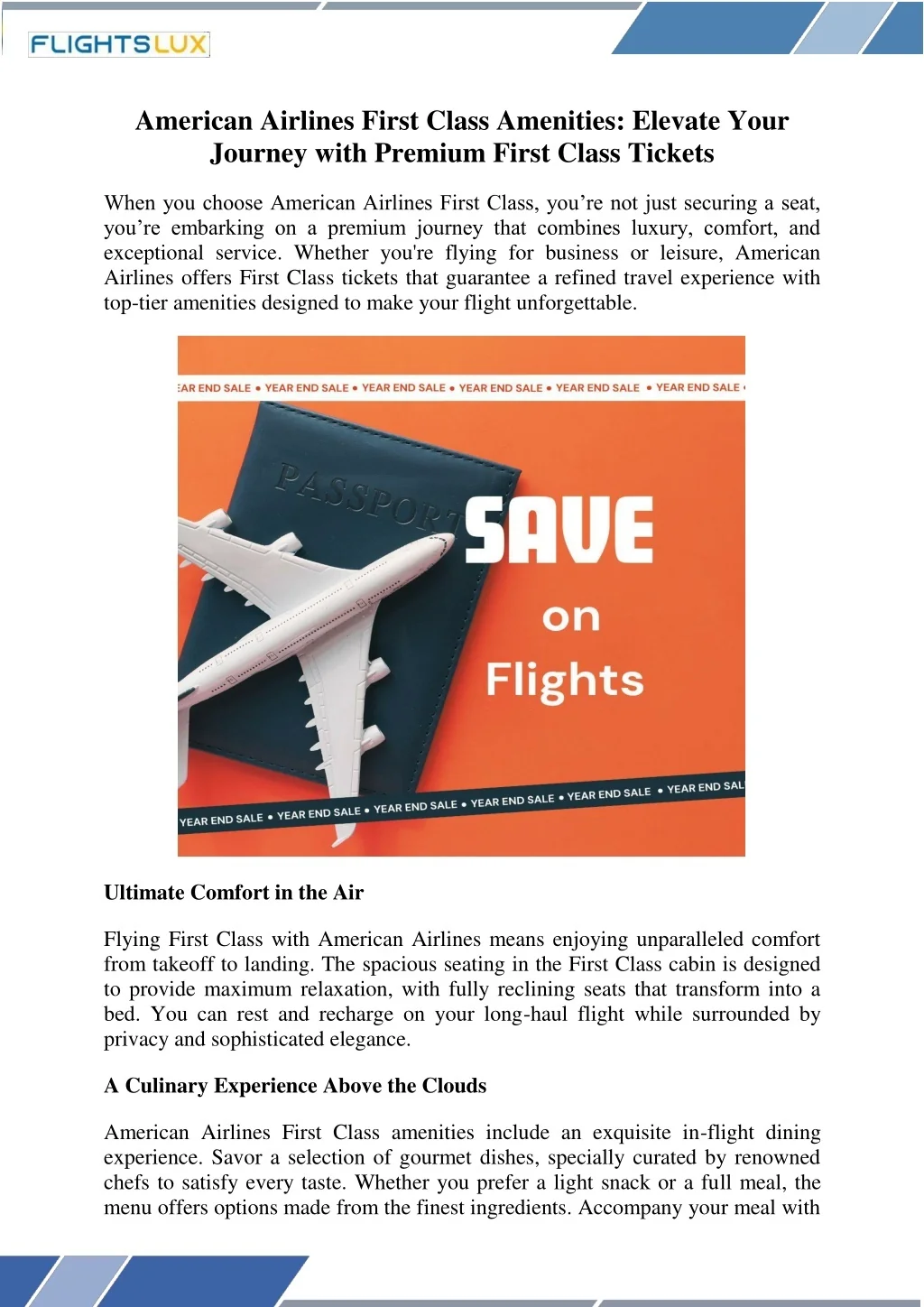 PPT - American Airlines First Class Amenities Elevate Your Journey with ...