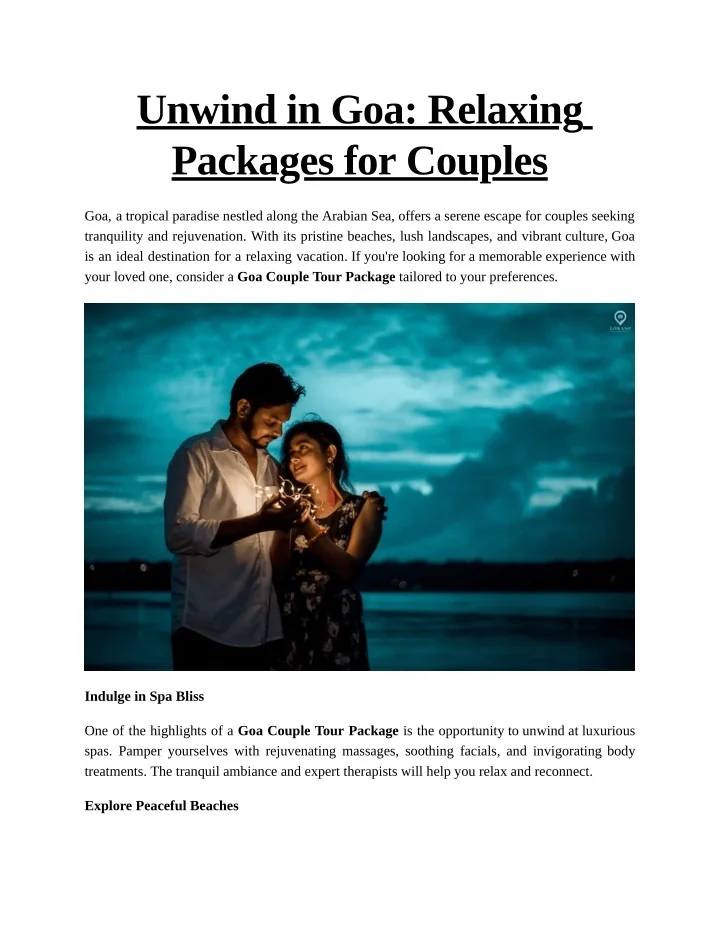 PPT - Unwind in Goa_ Relaxing Packages for Couples PowerPoint ...