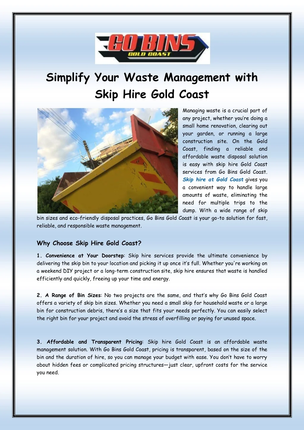 PPT - Simplify Your Waste Management with Skip Hire Gold Coast ...