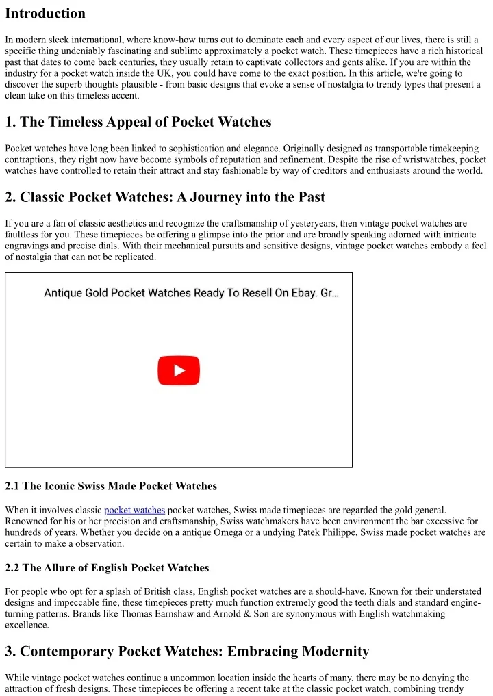 PPT - From Classic to Contemporary: Discovering the Best Pocket Watches ...