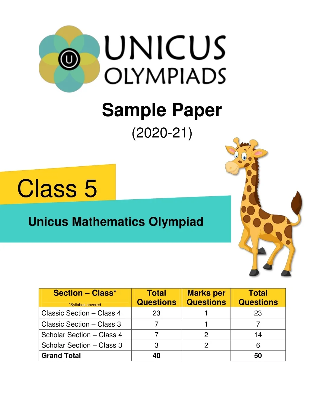 PPT - Unicus Mathematics Olympiad (UMO) Class 5 Sample Paper PowerPoint ...
