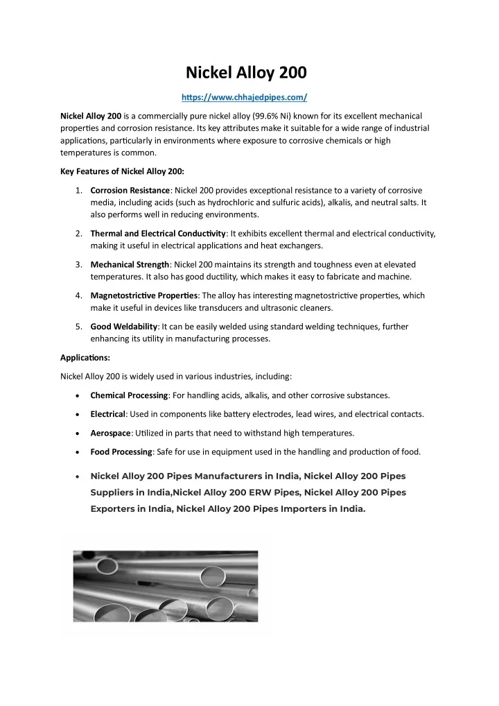 PPT - Nickel Alloy 200 Pipes Suppliers PowerPoint Presentation, free ...