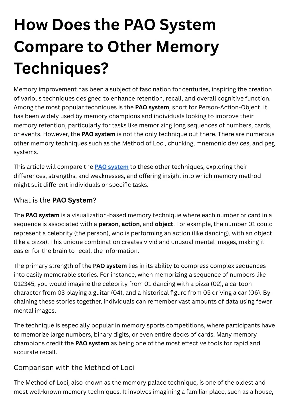 PPT - How Does the PAO System Compare to Other Memory Techniques ...