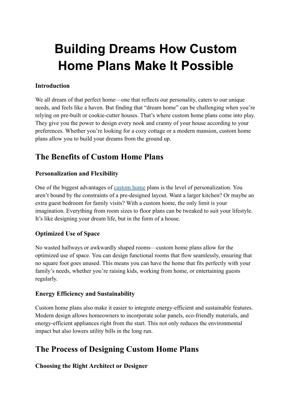 PPT - Building Dreams How Custom Home Plans Make It Possible PowerPoint ...