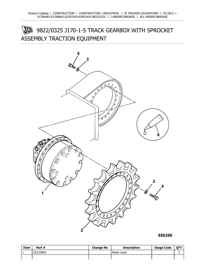 PPT - JCB JS130LC TRACKED EXCAVATOR Parts Catalogue Manual (Serial ...