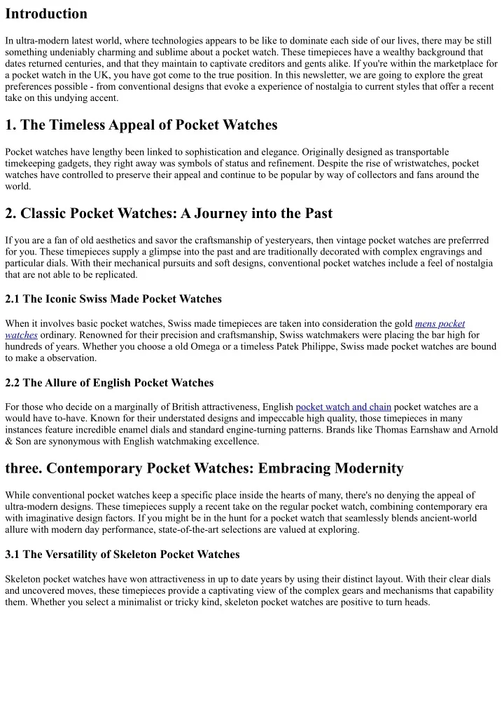 PPT - From Classic to Contemporary: Discovering the Best Pocket Watches ...