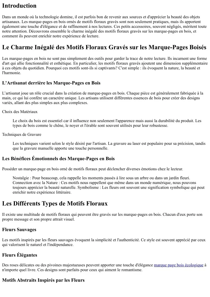 PPT - Le Charme Inégalé des Motifs Floraux Gravés sur les Marque-Pages Boisés” PowerPoint ...