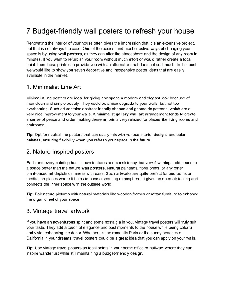 PPT - 7 Budget-friendly wall posters to refresh your house PowerPoint ...