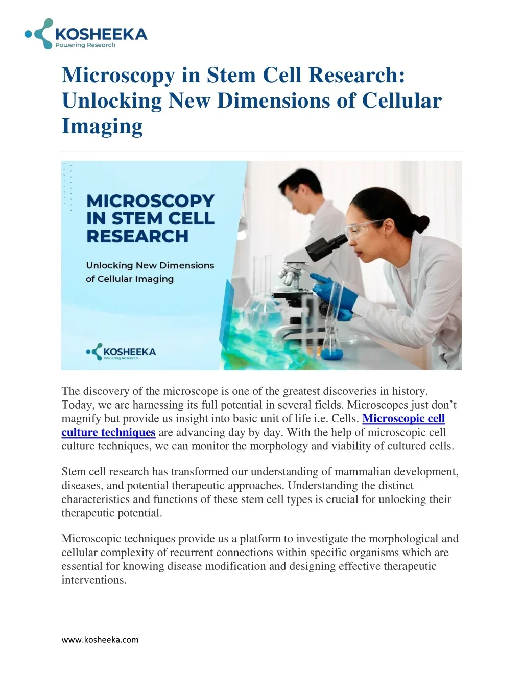 PPT - Microscopy in Stem Cell Research: Unlocking New Dimensions of ...