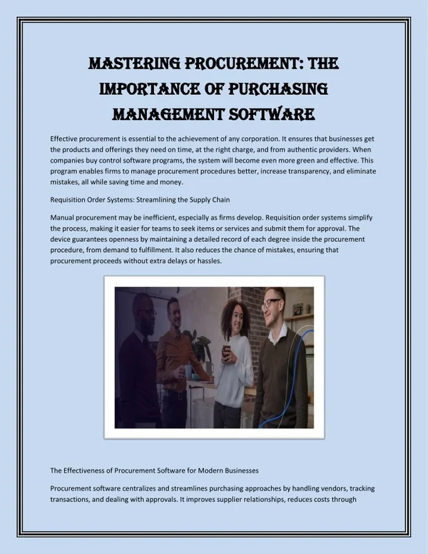PPT - Mastering Procurement The Importance of Purchasing Management Software PowerPoint ...