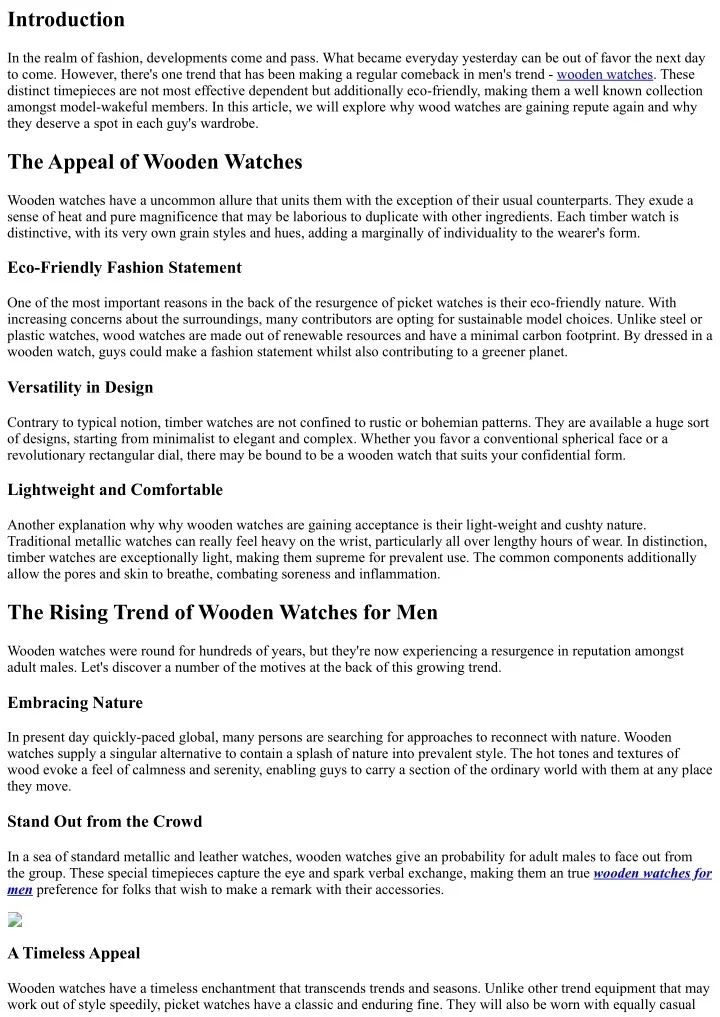 PPT - Why Wooden Watches Are Making a Comeback in Men's Fashion ...