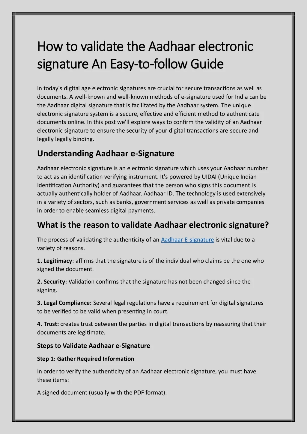 PPT - How to validate the Aadhaar electronic signature An Easy-to ...