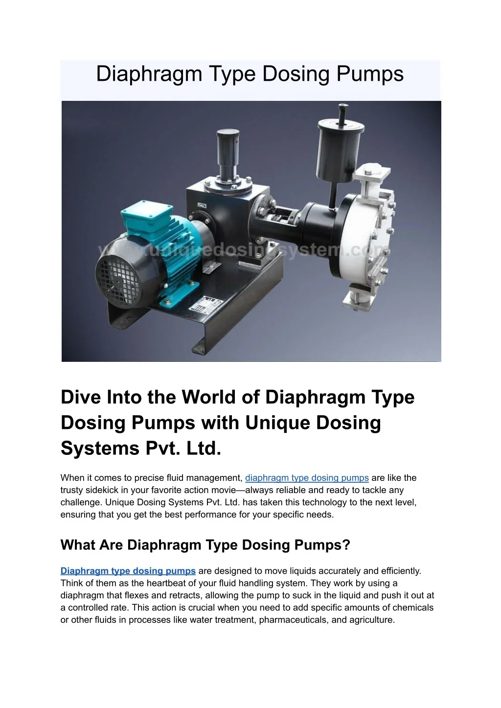 PPT - Diaphragm Type Dosing Pumps by Unique Dosing Systems PowerPoint ...
