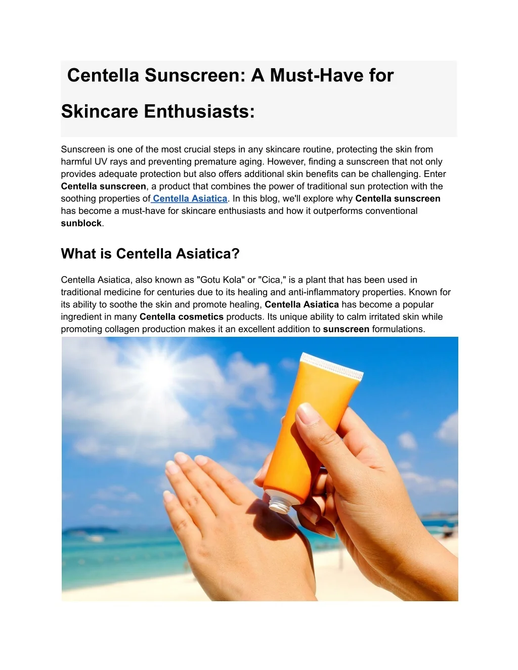 PPT - Centella Sunscreen_ A Must-Have for Skincare Enthusiasts ...