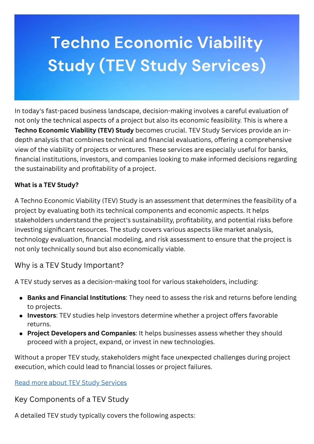 PPT - Techno Economic Viability Study (TEV Study Services) PowerPoint ...