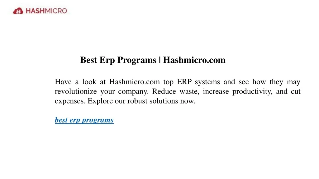 PPT - Best Erp Programs Hashmicro.com PowerPoint Presentation, free ...