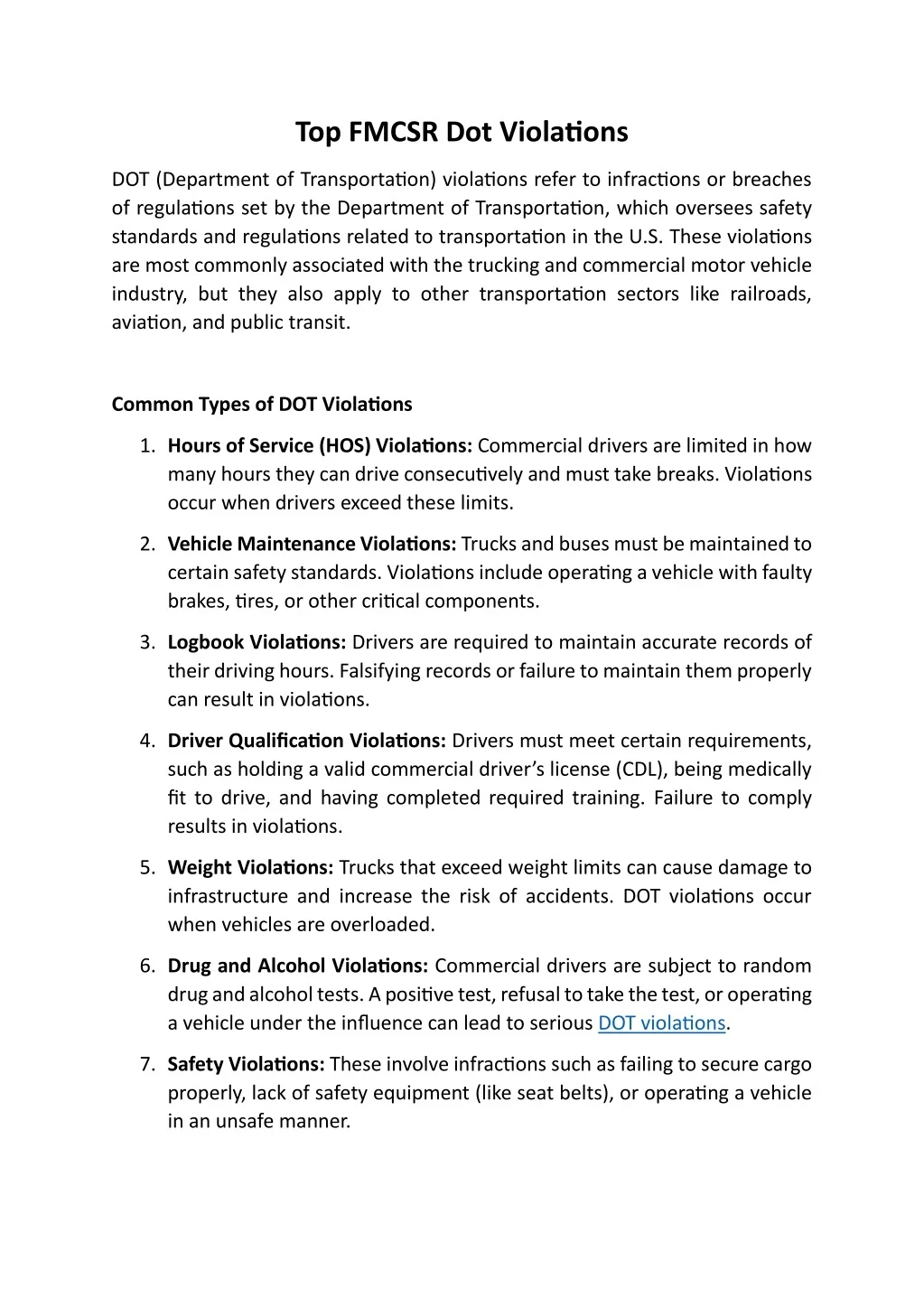 PPT - Top FMCSR Dot Violations PowerPoint Presentation, free download ...