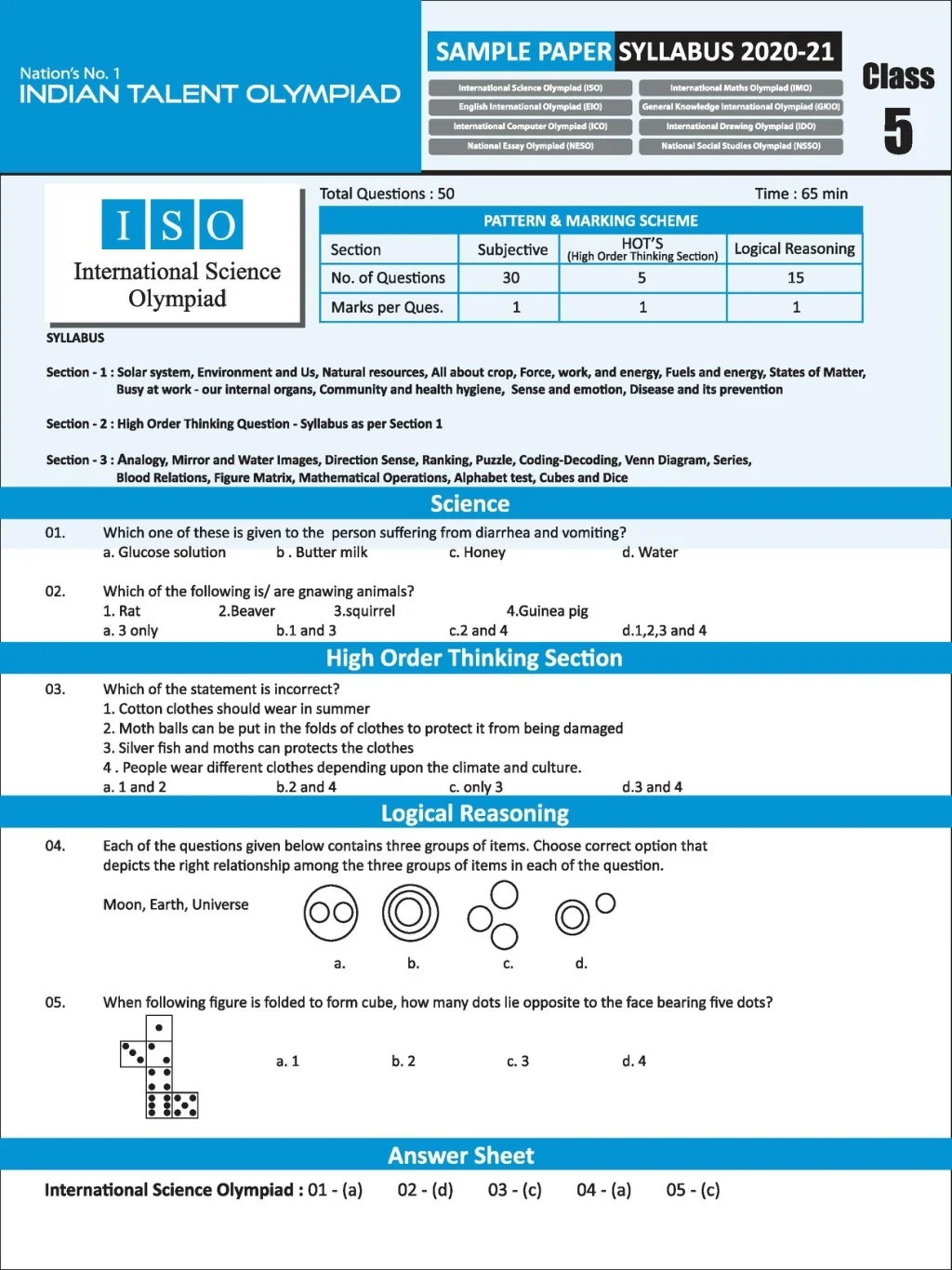 PPT - International Science Olympiad (ISO) Class 5 Sample Paper ...