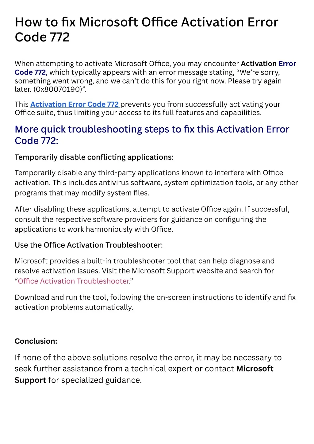PPT - How to fix Microsoft Office Activation Error Code 772 PowerPoint ...