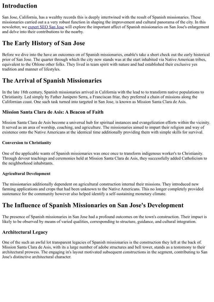 PPT - The Influence of Spanish Missionaries on San Jose, CA's ...