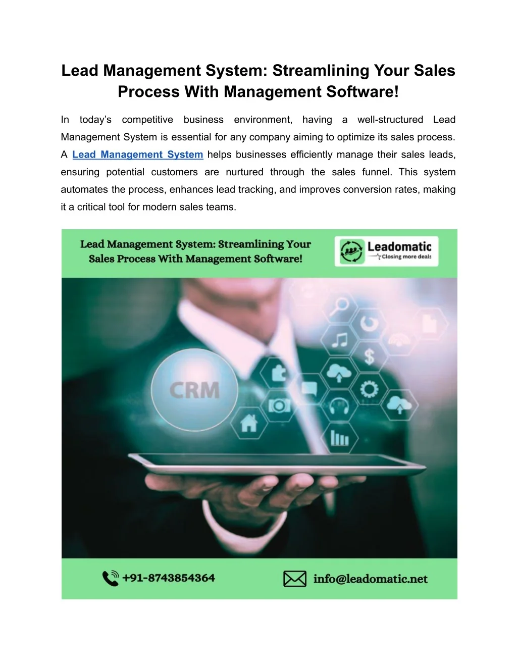 PPT - Lead Management System: Streamlining Your Sales Process With ...