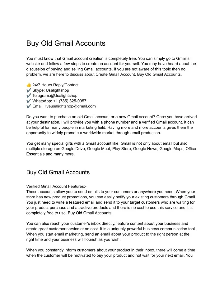 PPT - Buy Old Gmail Accounts -100% Unique, Fress (Old, Aged ...