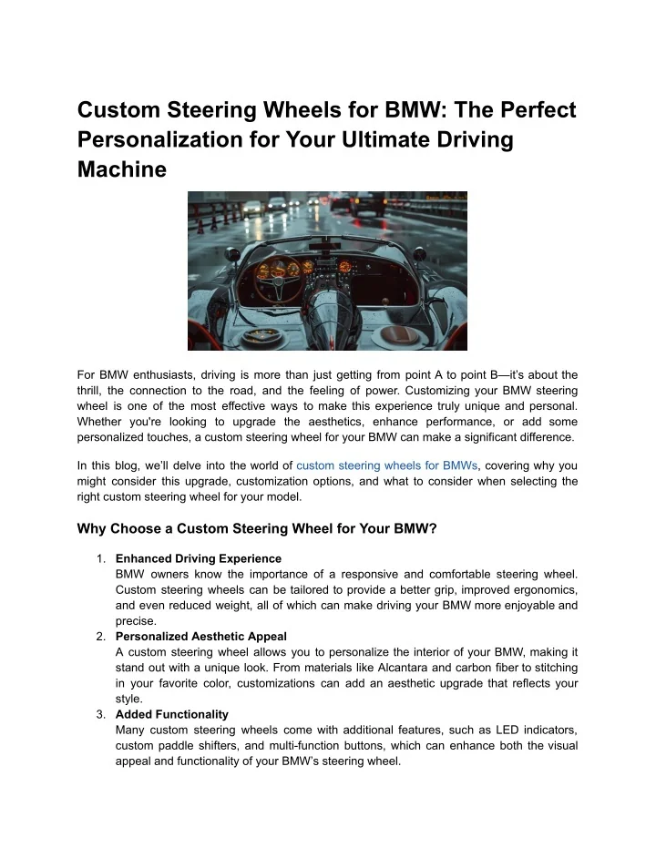 PPT - Custom Steering Wheels for BMW_ The Perfect Personalization for ...