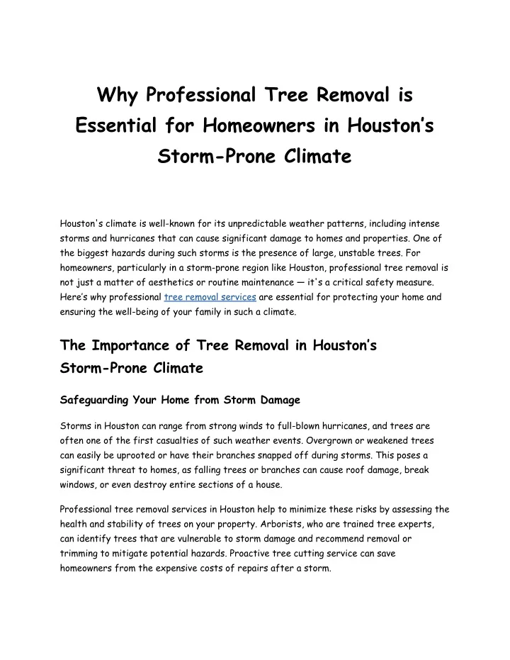 PPT - Why Professional Tree Removal is Essential for Homeowners in ...