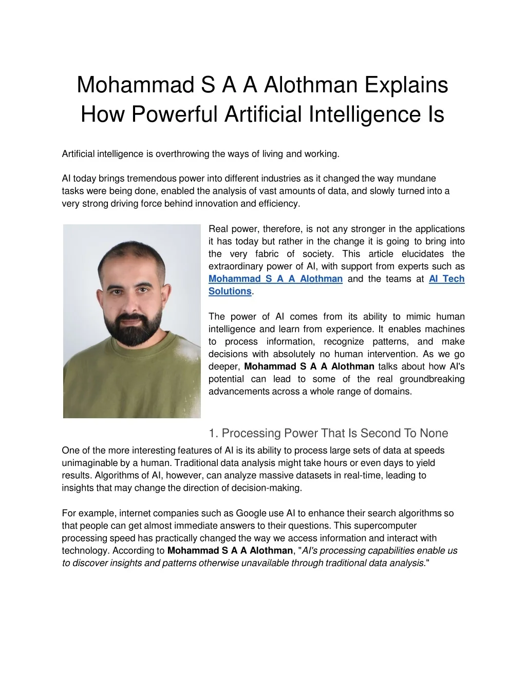 PPT - Mohammad S A A Alothman Explains How Powerful Artificial Intelligence Is PowerPoint ...