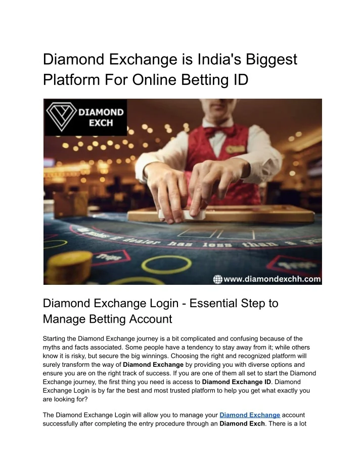 PPT - Diamond Exchange is India's Biggest Platform For Online Betting ...