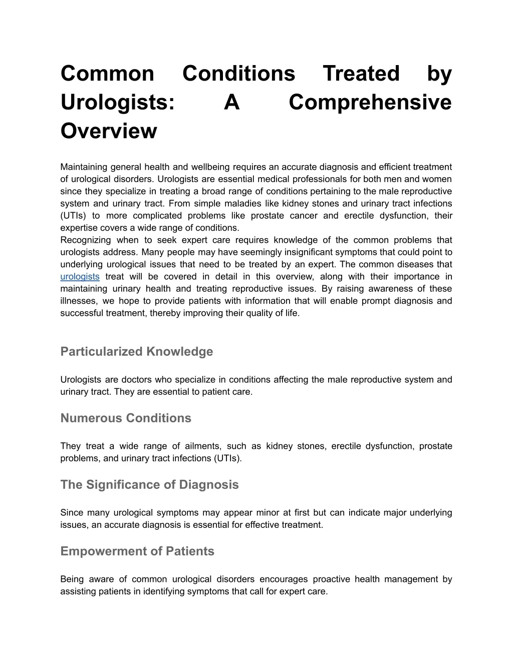 PPT - Common Conditions Treated by Urologists_ A Comprehensive Overview ...