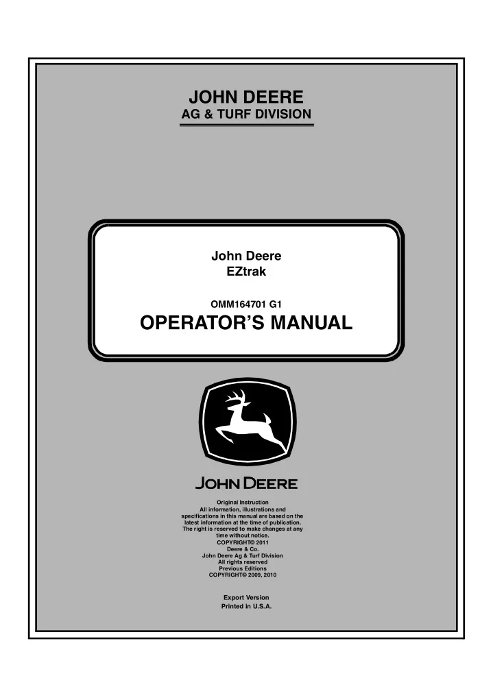 PPT - John Deere Z645 Zero Turn Mowers Operator’s Manual Instant ...