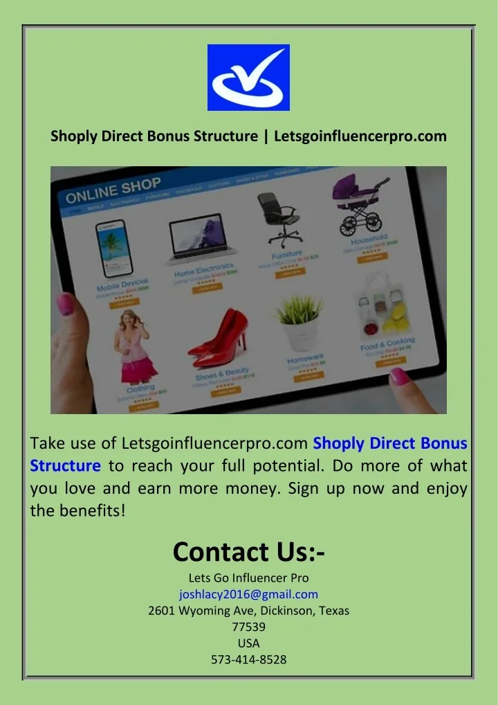 PPT - Shoply Direct Bonus Structure Letsgoinfluencerpro.com PowerPoint Presentation - ID:13682661