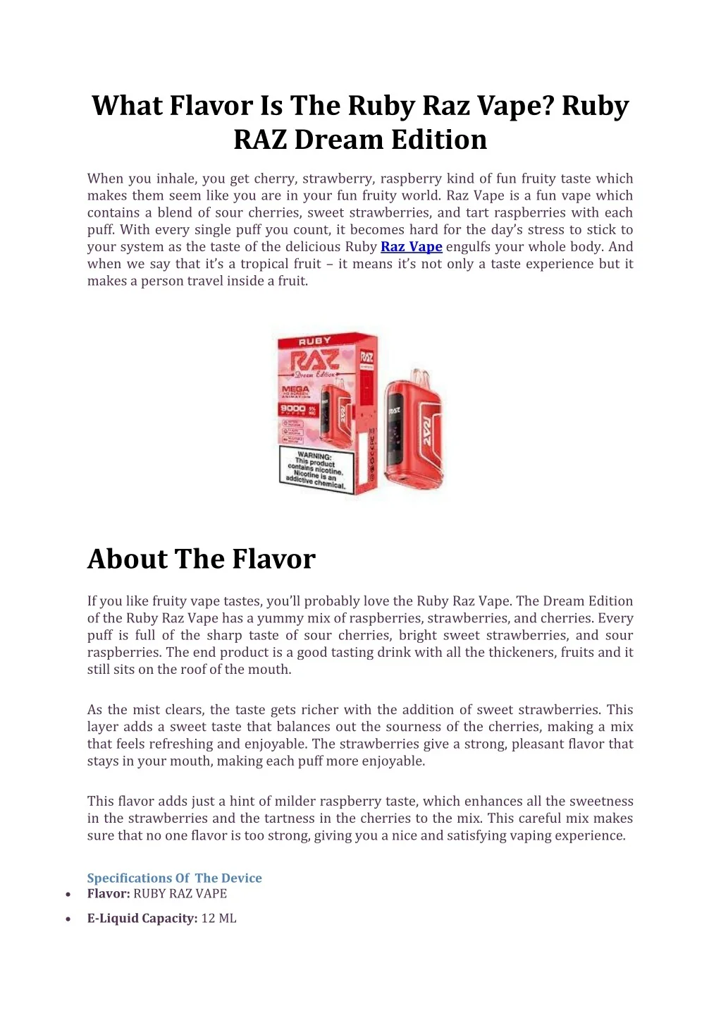 PPT - What Flavor Is The Ruby Raz Vape Ruby RAZ Dream Edition ...