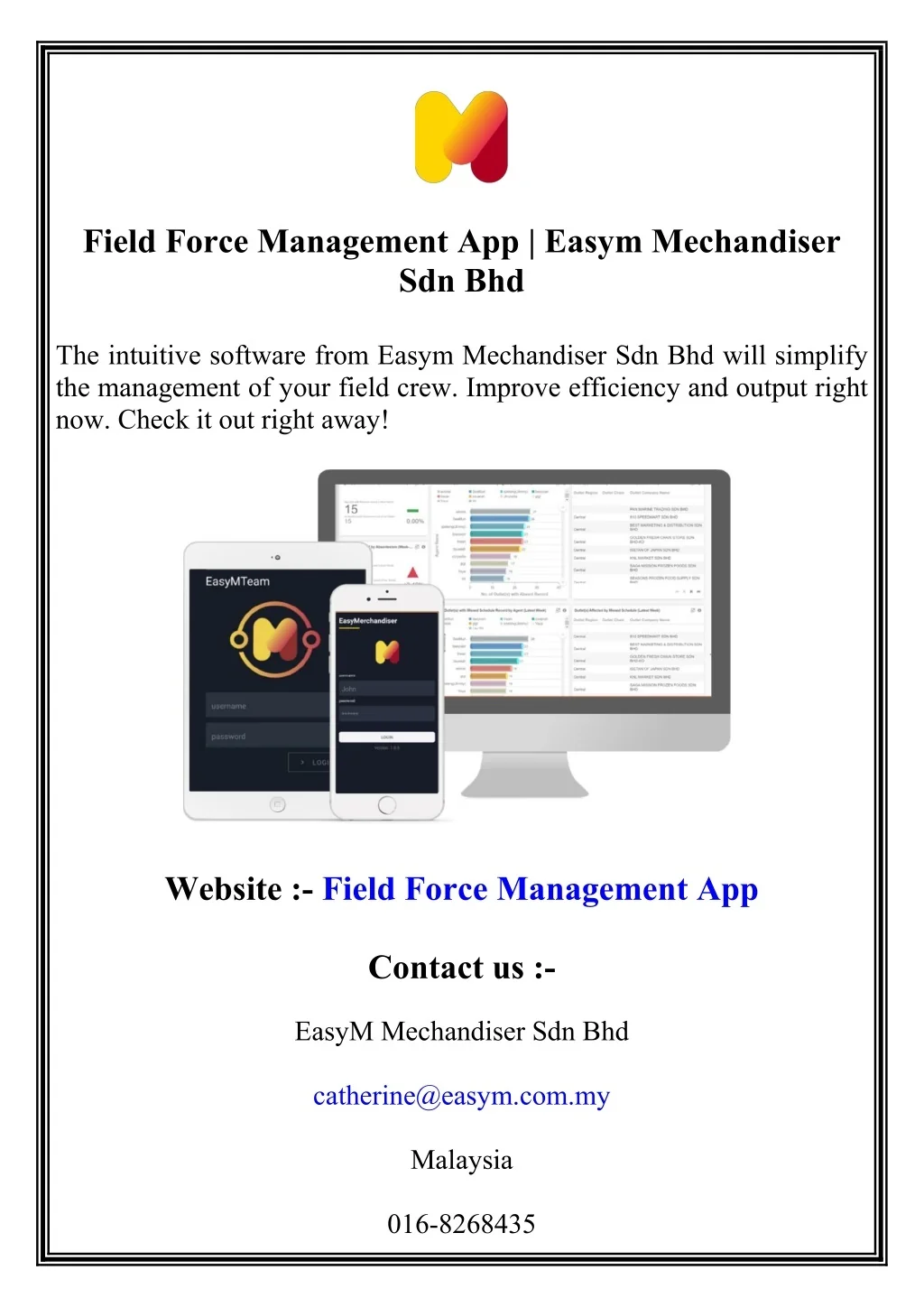 PPT - Field Force Management App Easym Mechandiser Sdn Bhd PowerPoint ...