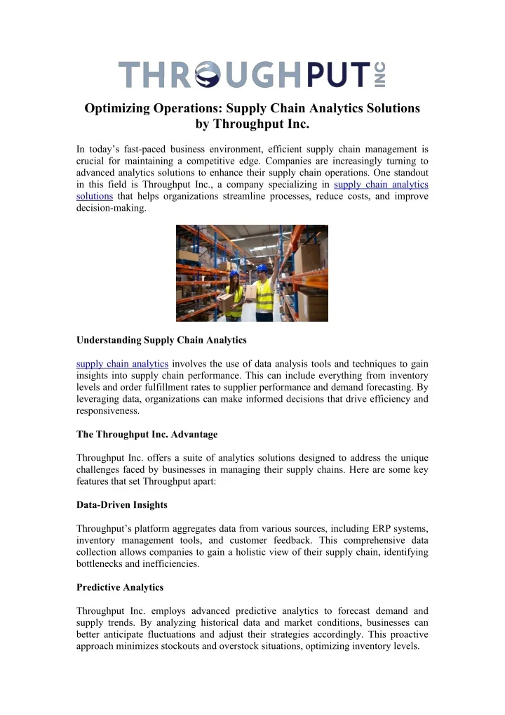 PPT - Unlock Efficiency with Supply Chain Analytics Solutions from Throughput Inc Toda ...