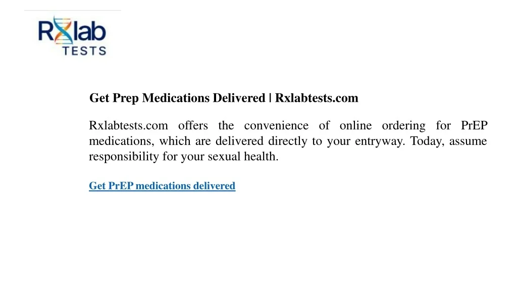 PPT - Get Prep Medications Delivered Rxlabtests.com PowerPoint ...