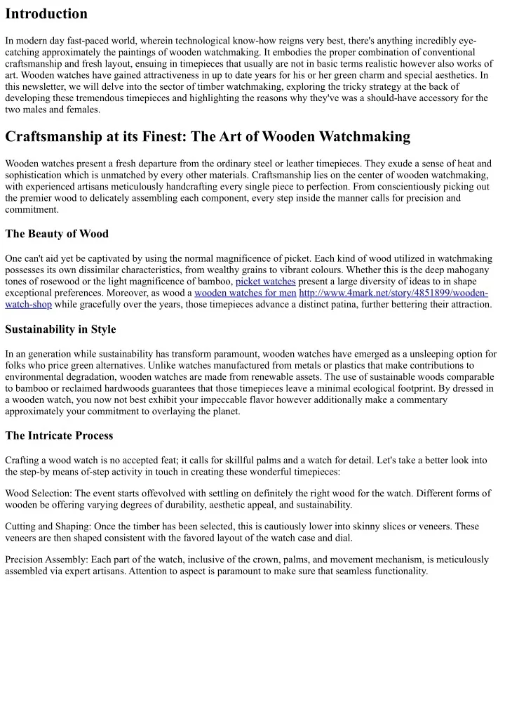 PPT - Craftsmanship at its Finest: The Art of Wooden Watchmaking ...