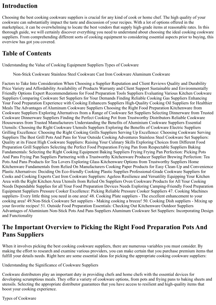 PPT - The Crucial Guide to Selecting the Right Cooking Cookware ...