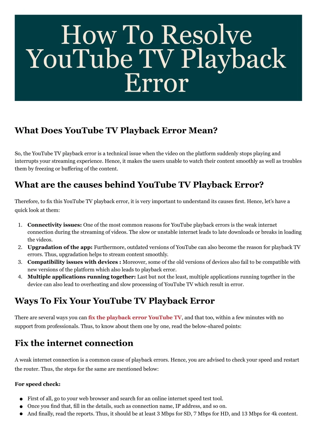 PPT - How To Resolve YouTube TV Playback Error PowerPoint Presentation ...