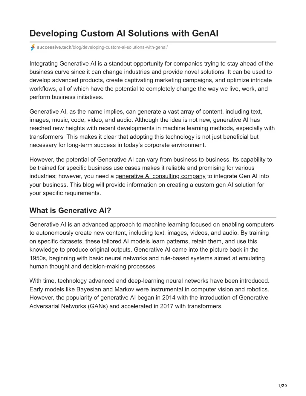PPT - Developing Custom AI Solutions with GenAI PowerPoint Presentation ...
