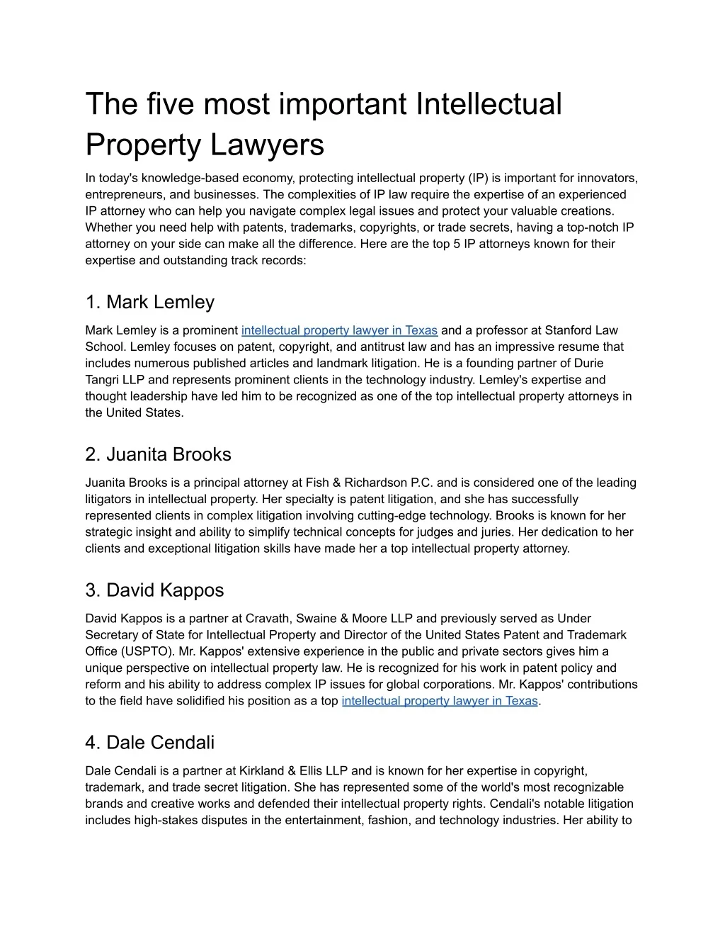 PPT - The five most important Intellectual Property Lawyers ...