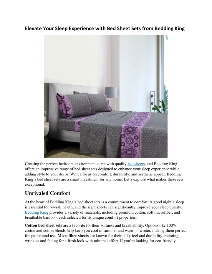 PPT - Elevate Your Sleep Experience with Bed Sheet Sets from Bedding ...