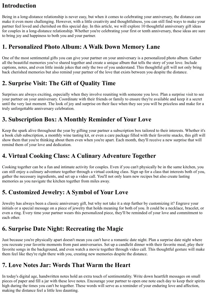 PPT - 10 Thoughtful Anniversary Gift Ideas for Couples in a Long ...