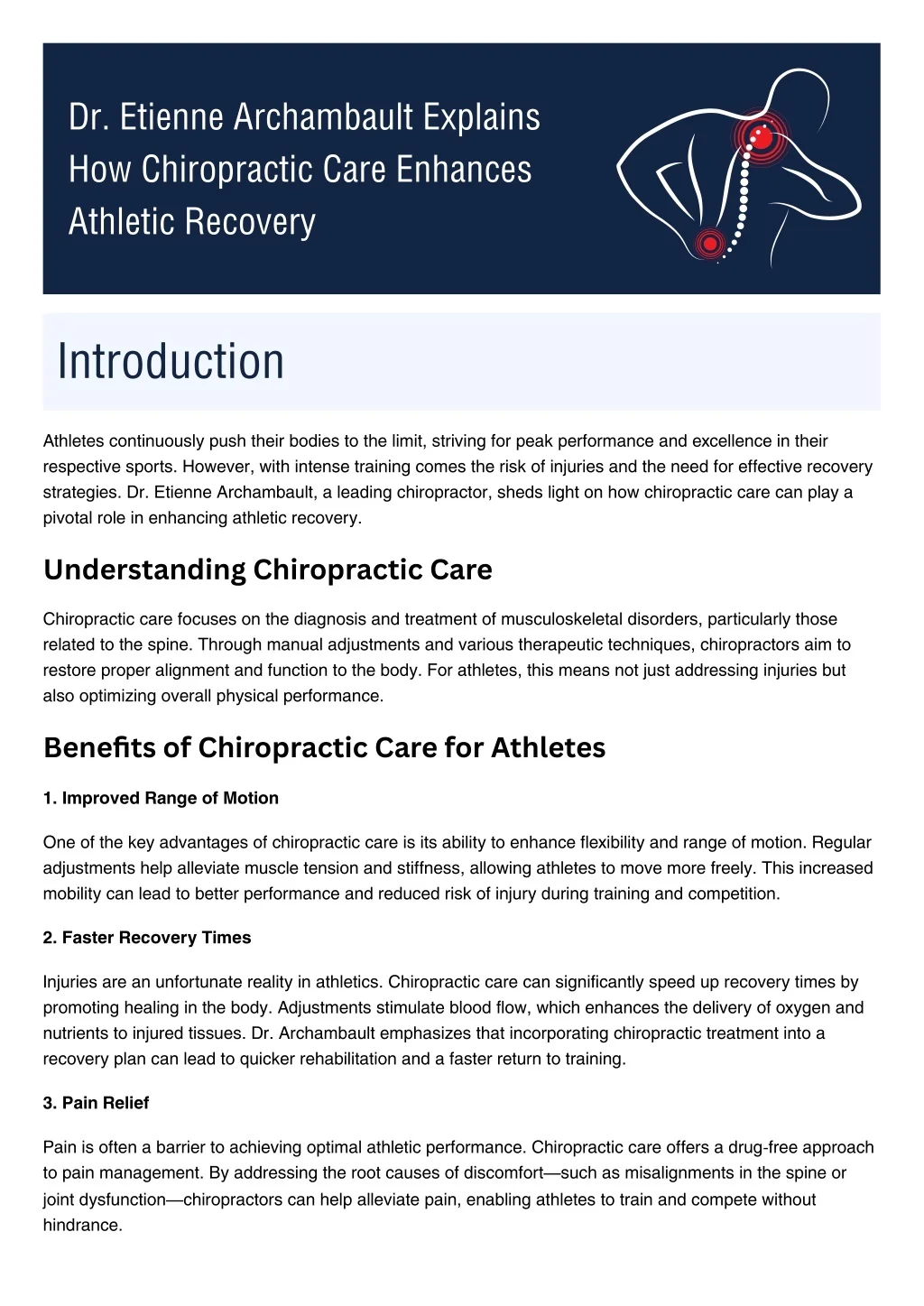 PPT - Dr. Etienne Archambault Explains How Chiropractic Care Enhances Athletic Recovery ...