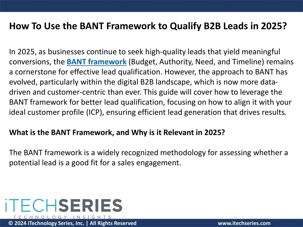 PPT - How To Use the BANT Framework to Qualify B2B Leads in 2025 PowerPoint Presentation - ID ...